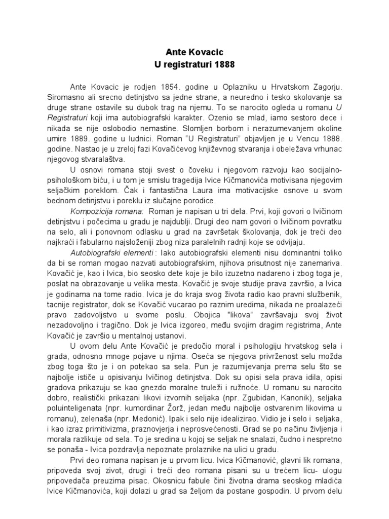 Ante Kovacic - U Registraturi | PDF