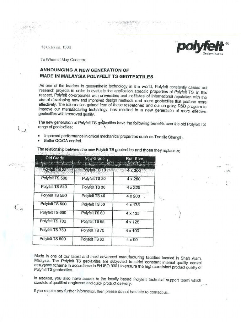 Polyfelt - TS500 (Geotextile) | PDF