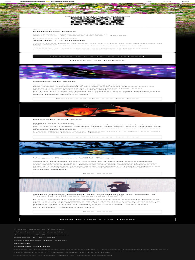 Ticket Page - Teamlab Planets TOKYO Official Ticket Store | PDF