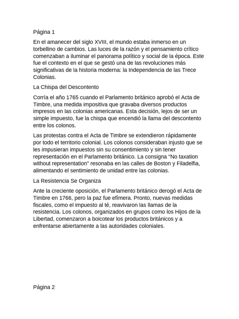 Cronica de Las Trece Colonias | PDF | Declaración de independencia de ...
