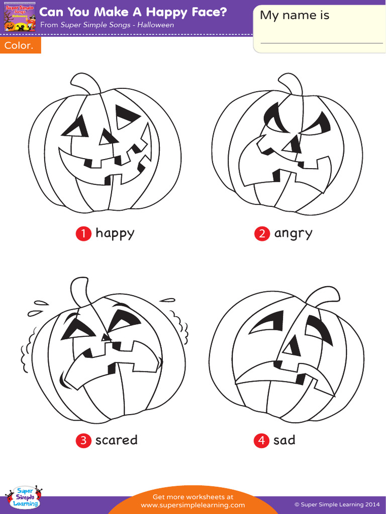 Can You Make A Happy Face Worksheet Vocabulary Coloring | PDF