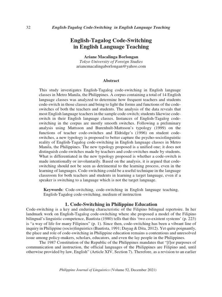English Tagalog Code Switching in Englis | PDF | English Language | Word