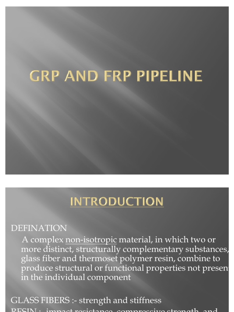 GRP and FRP Pipeline | PDF | Fiberglass | Epoxy