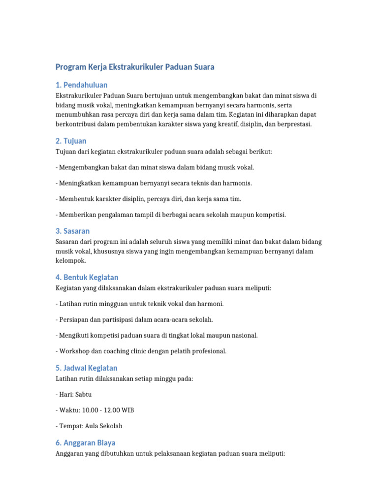 Program Paduan Suara Siswa | PDF