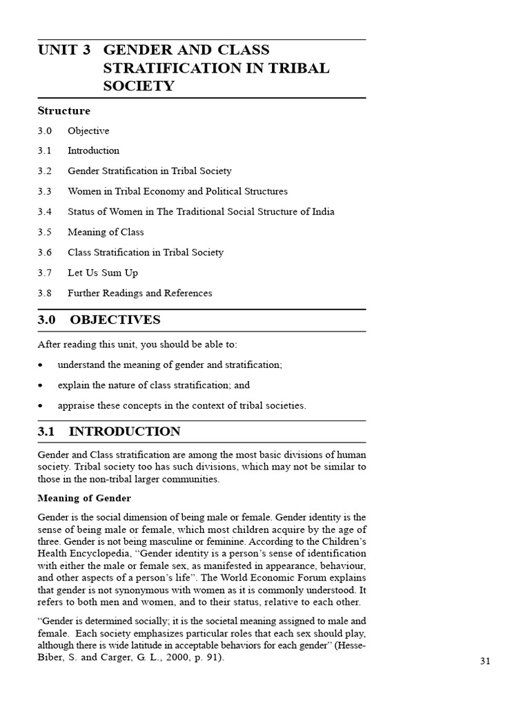 Week 7 Gender and Class Stratification in Tribal Society | PDF | Social ...