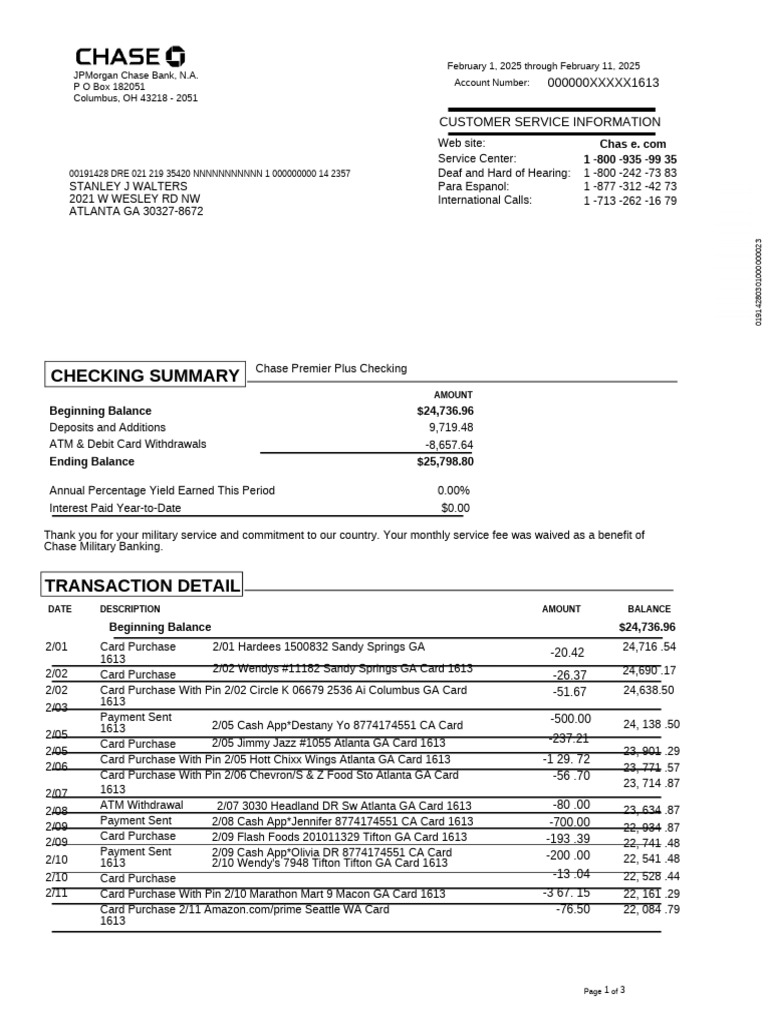 Ilide - Info Chase Bank Statement Template PR | PDF | Banks | Personal ...