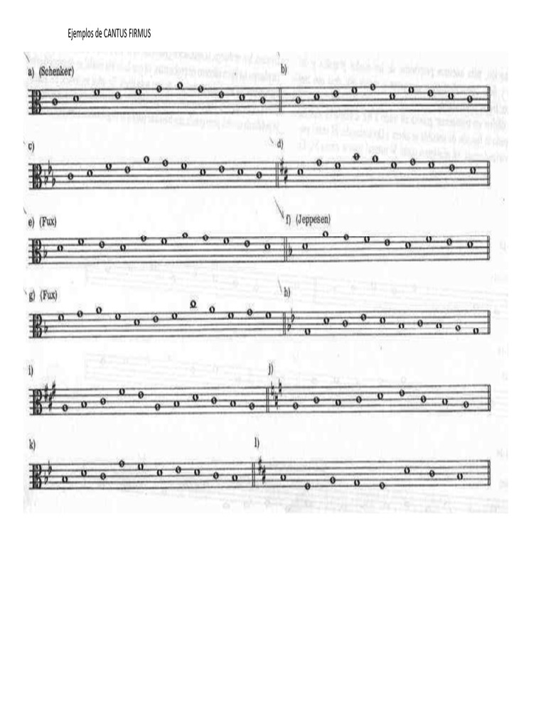 CANTUS FIRMUS - Ejemplos Salzer Schachter Tarea Lucas | PDF