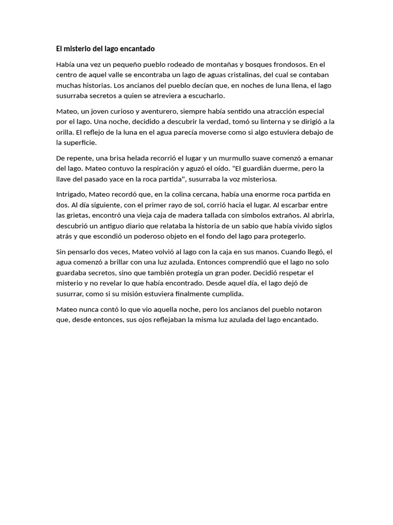 El Misterio Del Lago Encantado | PDF