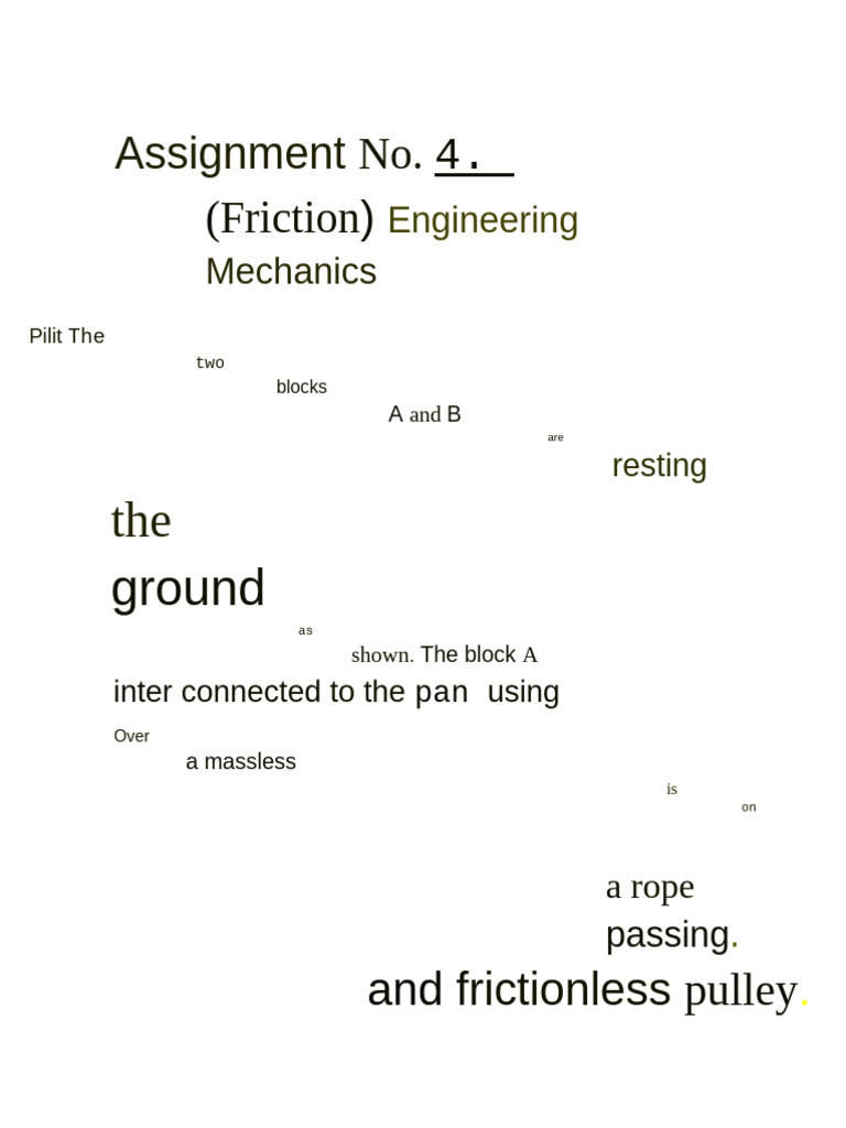 Engg - Mechanics Assignment 4 | PDF | Friction | Physical Quantities