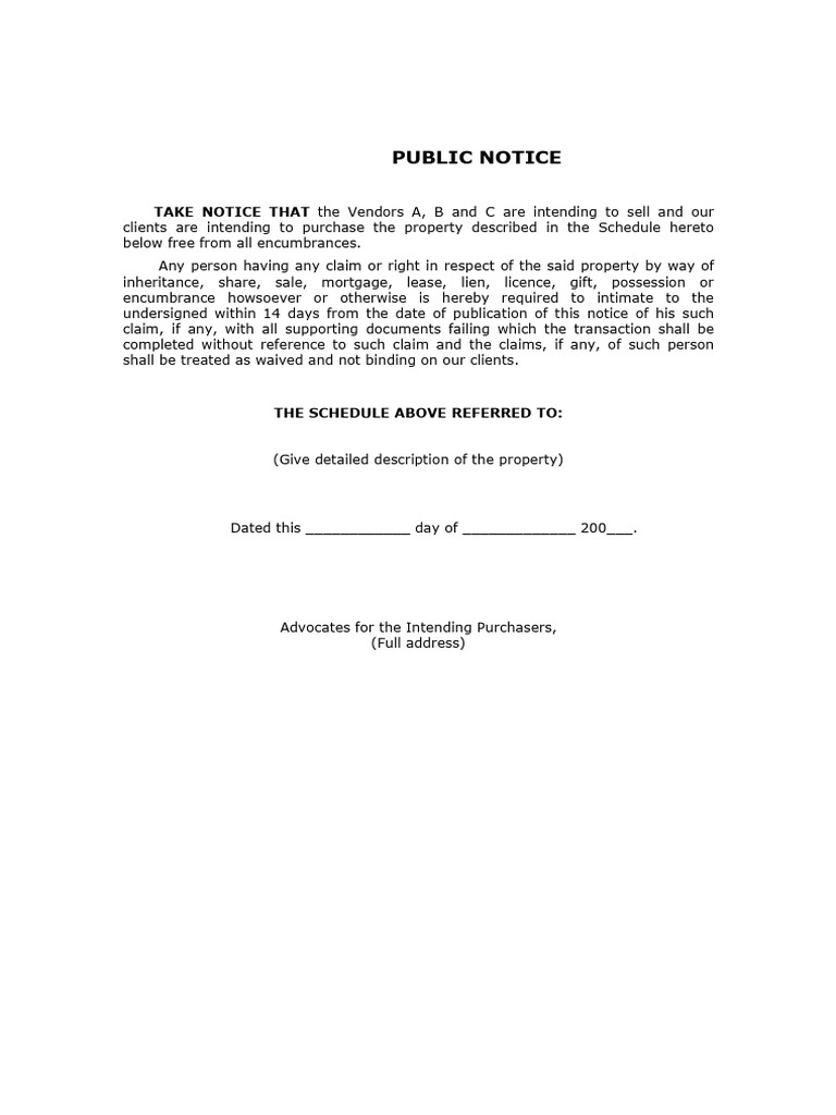 Property Sale Public Notice | PDF