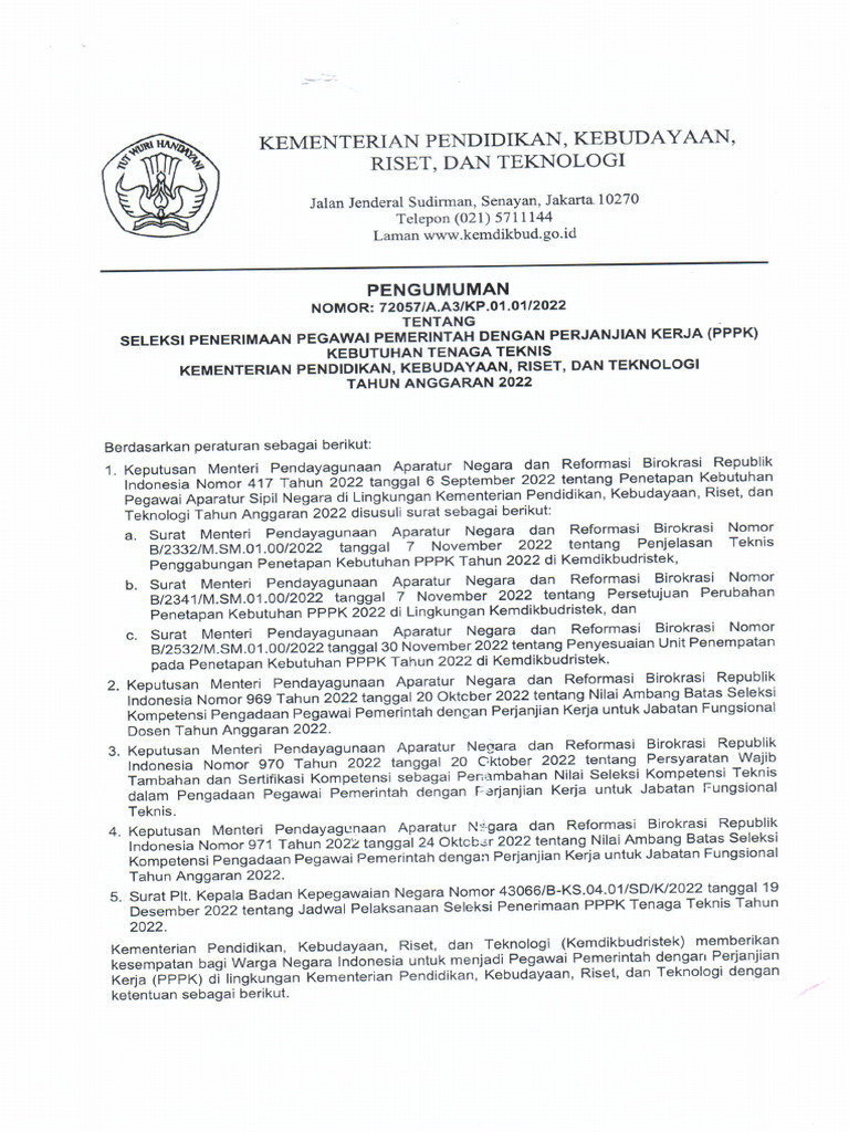 SELEKSI PPPK KEMDIKBUDRISTEK | PDF