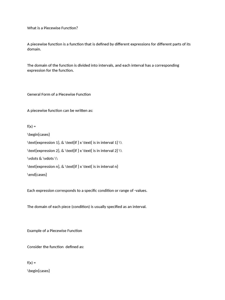 What Is A Piecewise Function | PDF | Function (Mathematics ...