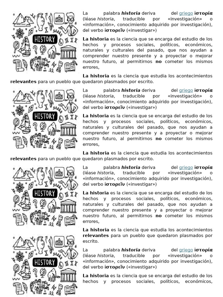 Definición y origen de la historia | PDF | Science | Educación en artes ...