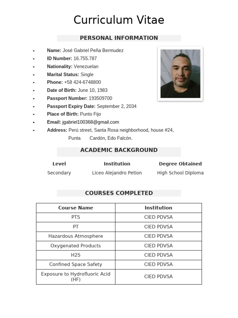 Curriculum Jose Gabriel | PDF