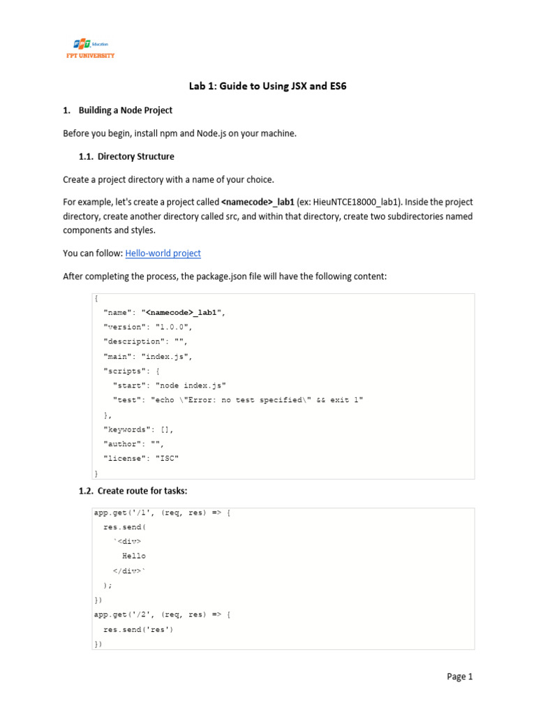 Lab1_JSX_and_ES6 | PDF | Directory (Computing) | Software Development