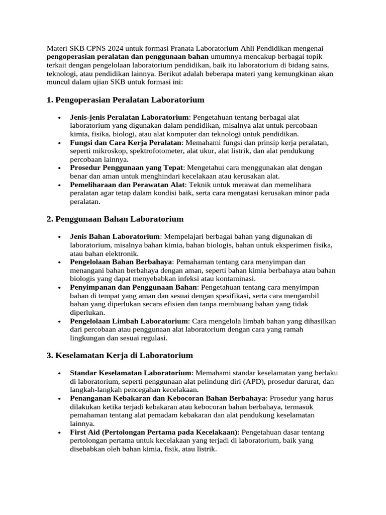 Materi SKB 2 - Pengoperasian Lab | PDF
