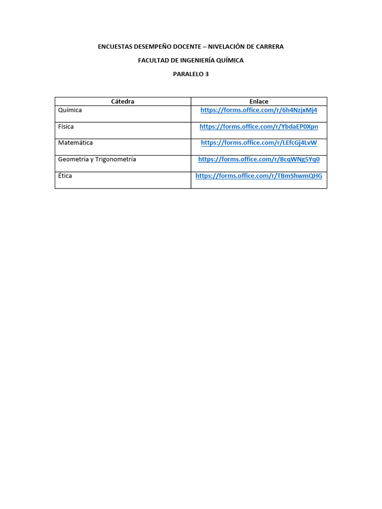 Encuestas Desempeño Docente - Nivelacion p3 | PDF