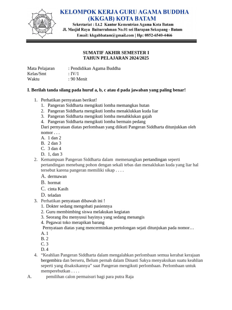 Soal KLS Iv Pab | PDF