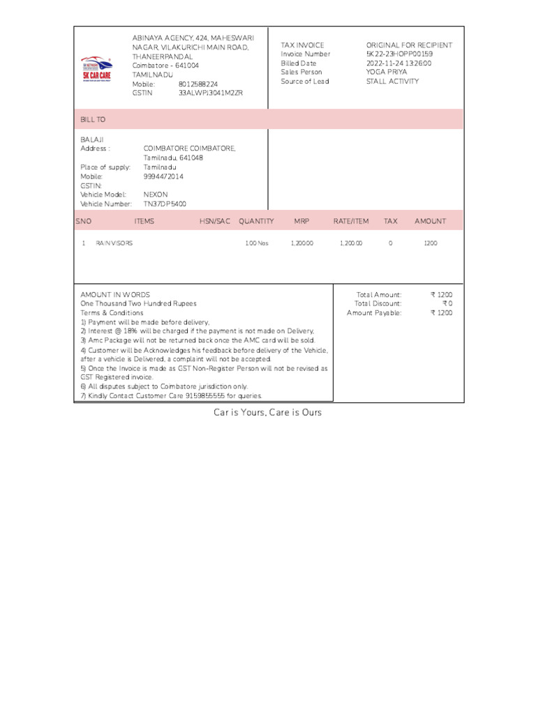 All Sales - 5K Car Care | PDF