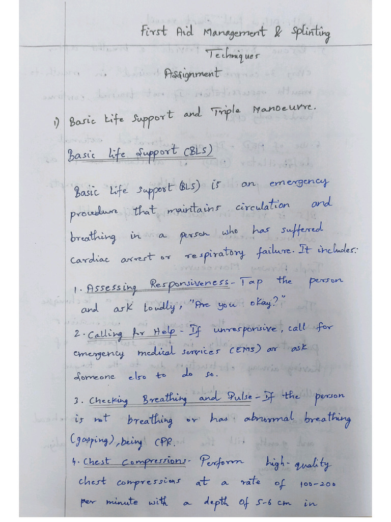 First Aid Management And Splinting Techniques Ass Pdf