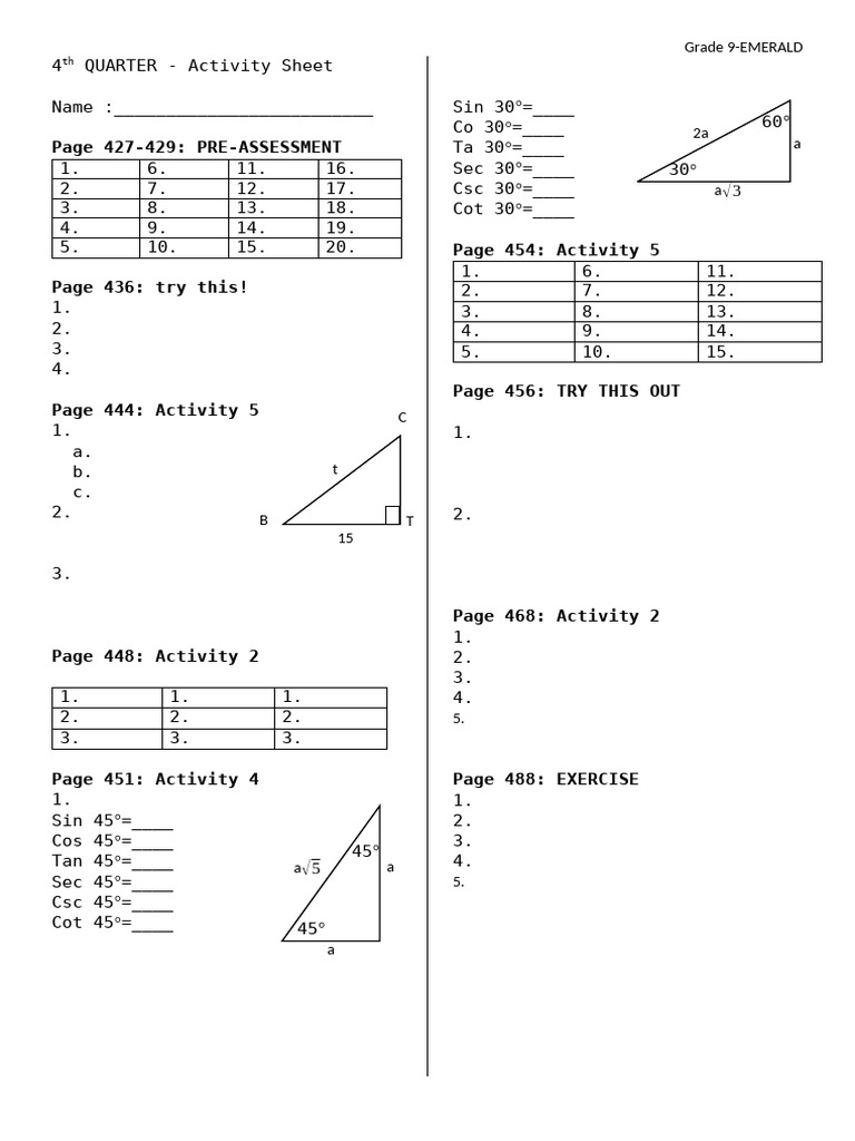 Grade 9 Emerald 4th Quarter Activity Sheet | PDF