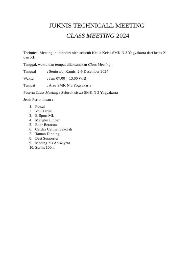 Juknis Technicall Meeting | PDF