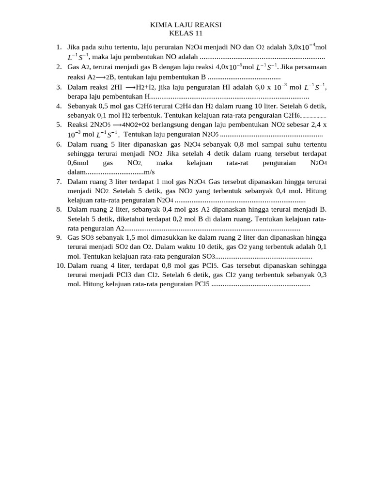 Kimia KLS 11 Laju Reaksi 08 Jan | PDF