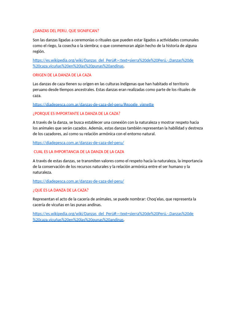 Danzas De Caza En Perú Significado Y Origen Pdf