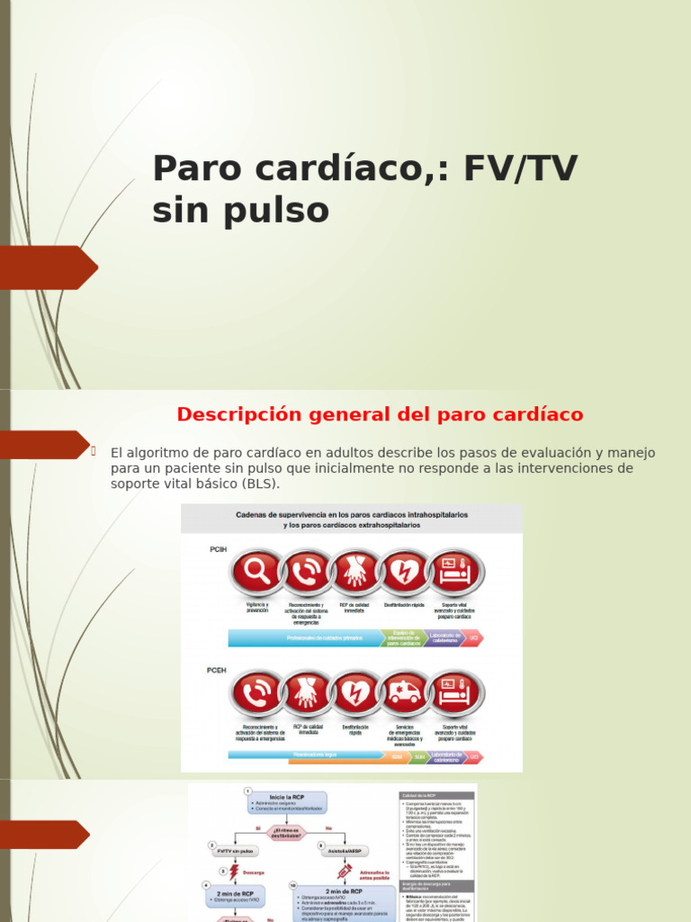 Algoritmo de Paro Cardíaco: FV/TVP | PDF | Reanimación cardiopulmonar ...