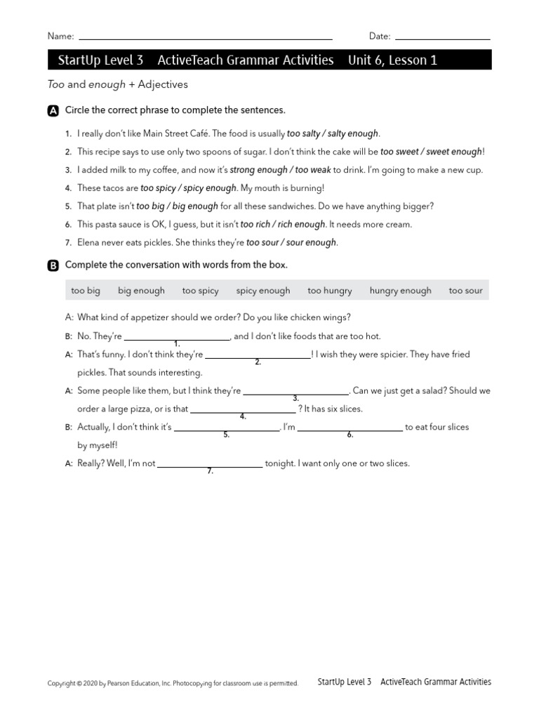 Practica Active Grammar St3 - Atgram - U06-1 | PDF | Pickled Cucumber