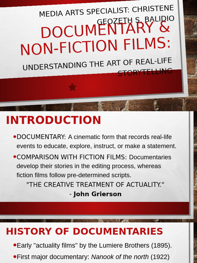 Documentary & Non-Fiction Films - Media Arts 10 - Quarter 3 | PDF ...