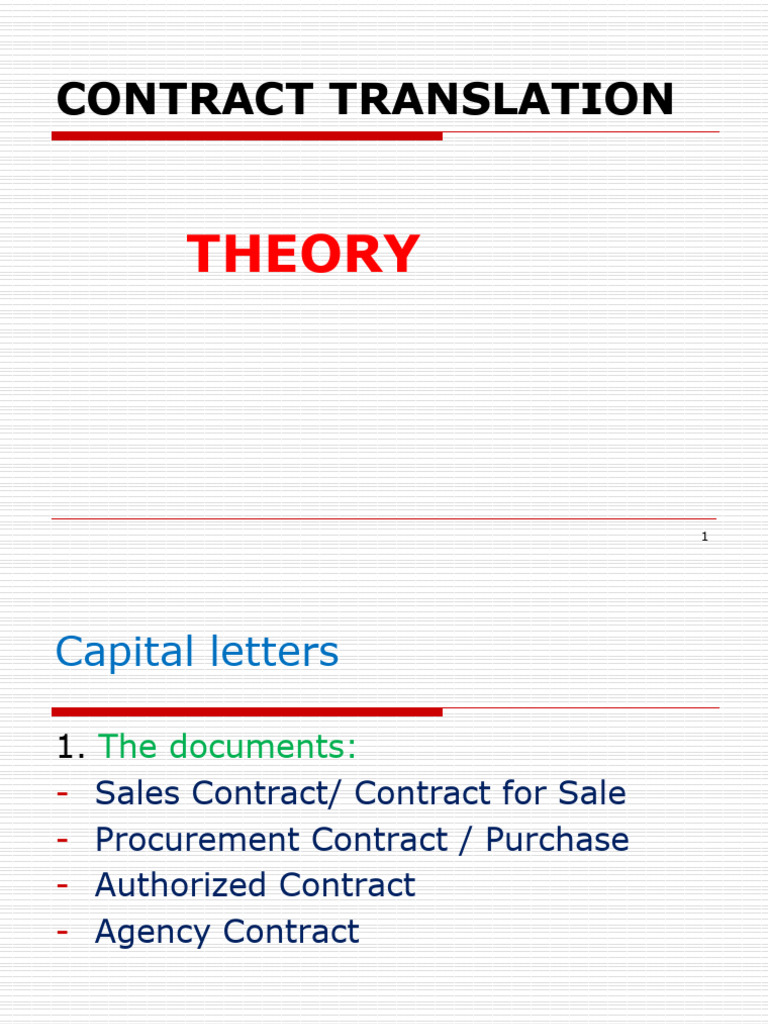 Contract Translation - Theory - To Sts | PDF | Procurement | Law Of Obligations