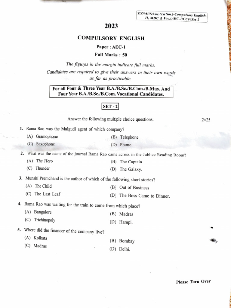 AEC-1 Compulsory English Exam Guide | PDF