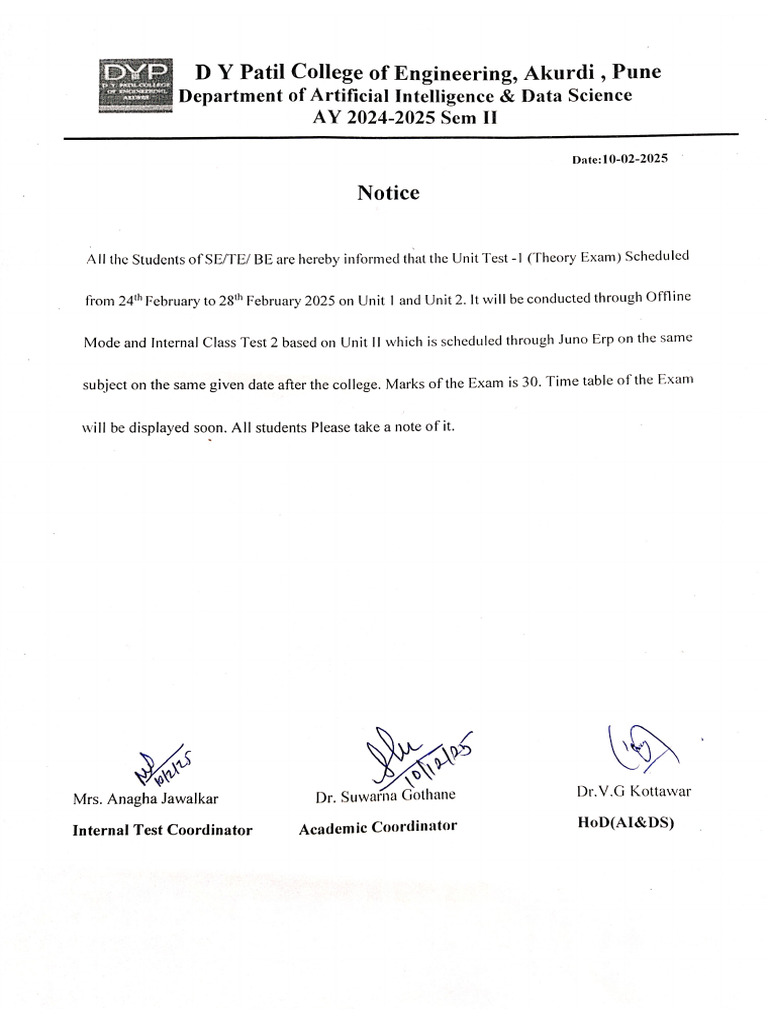 Unit Test Notice | PDF