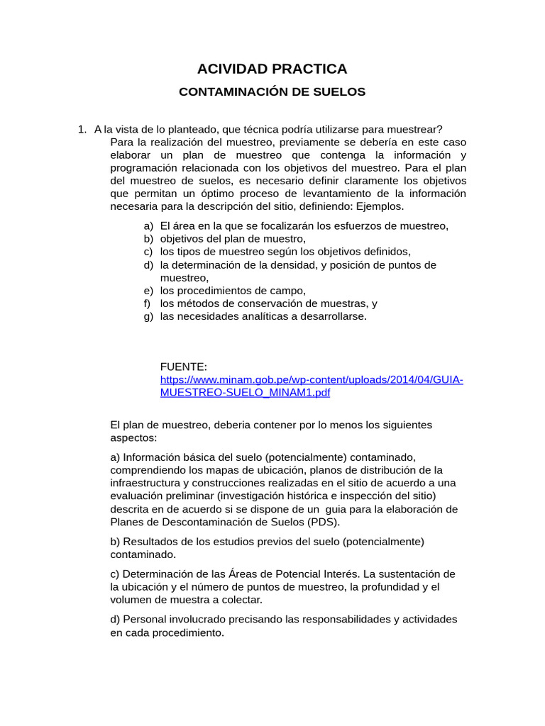 Actividad Práctica Contaminación de Suelos | PDF | Contaminación ...