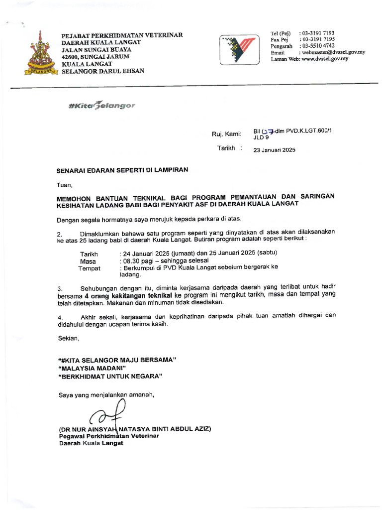 Surat Program Asf - 250131 - 153715 | PDF