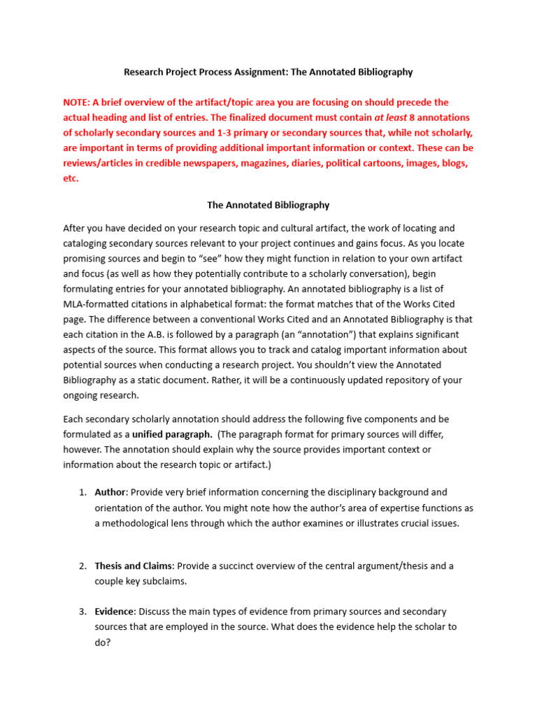 Research Project: Formatting The Final Annotated Bibliography S 2024 ...