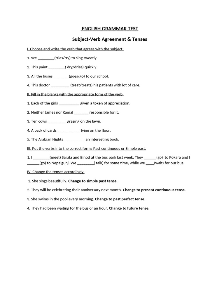 English Grammar Test | PDF