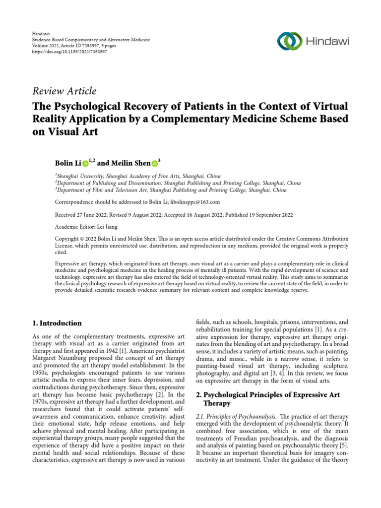 The Psychological Recovery of Patients in The Context of Virtual ...