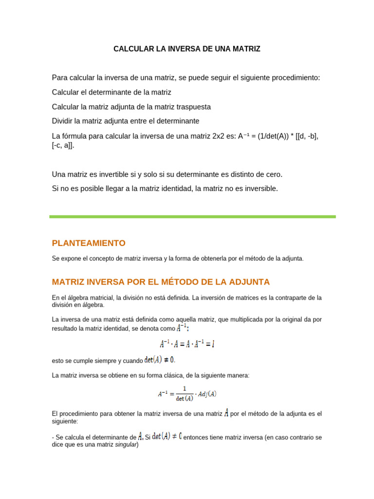 Calcular La Inversa de Una Matriz | PDF