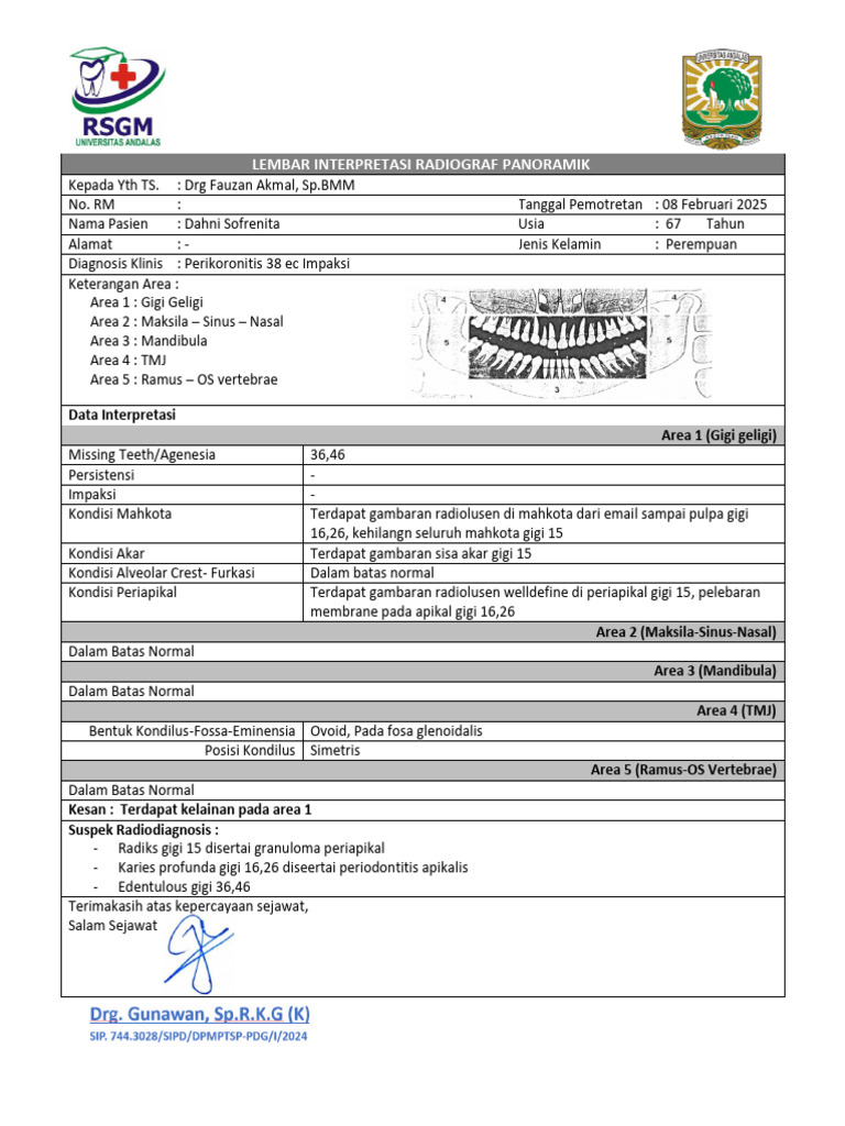 Dahni Sofrenita - Lembar Interpretasi Panoramik | PDF