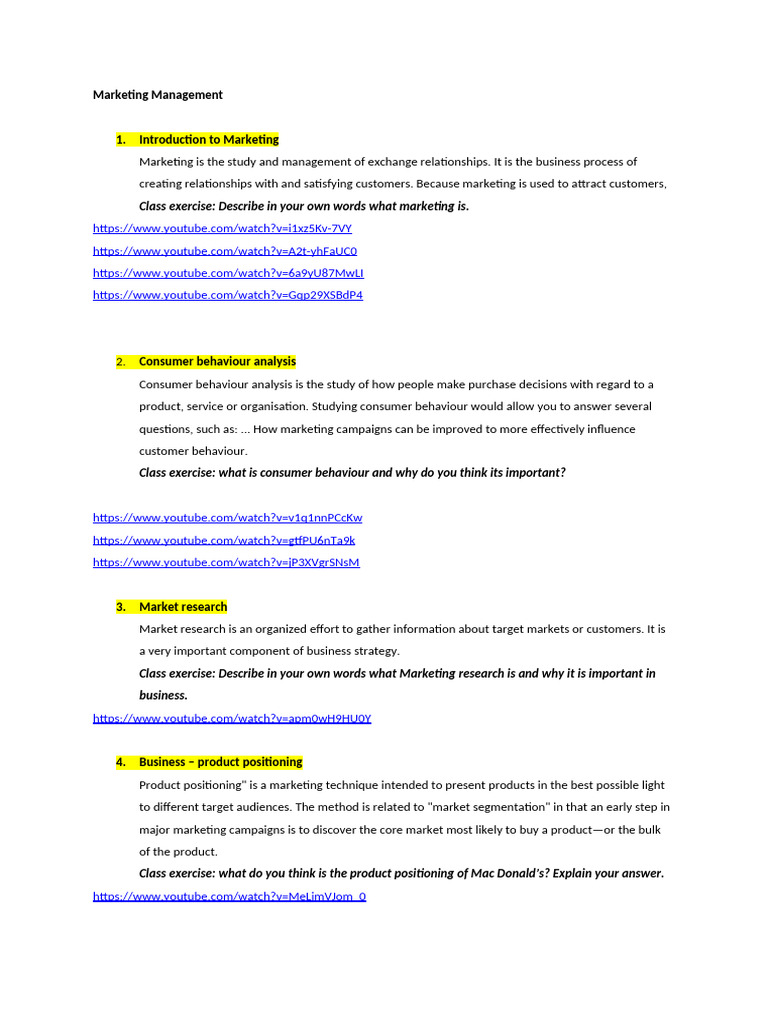 Marketing Management Notes | PDF | Marketing | Behavior