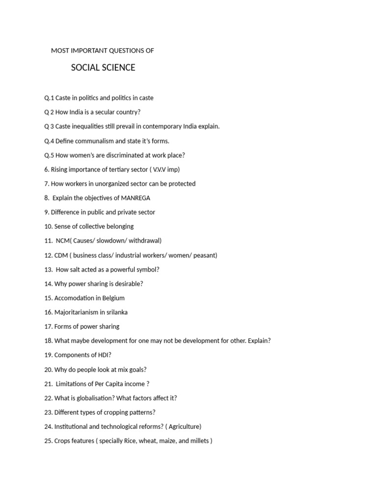 Most Important Questions Final Part | PDF | Economies | Agriculture