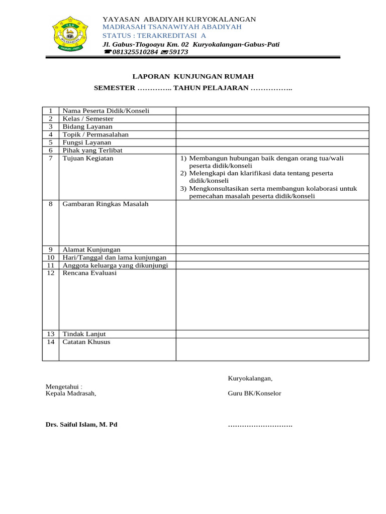 Format Kunjungan Rumah | PDF