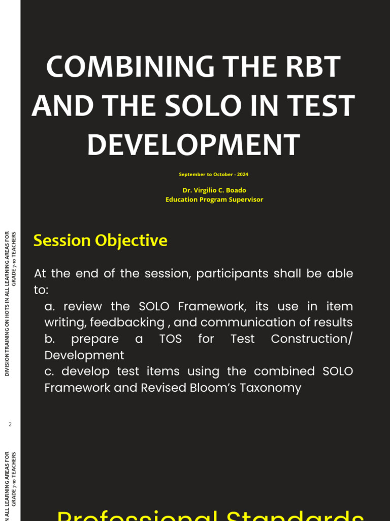 Session 5 Combining RBT and SOLO | PDF | Educational Assessment | Learning