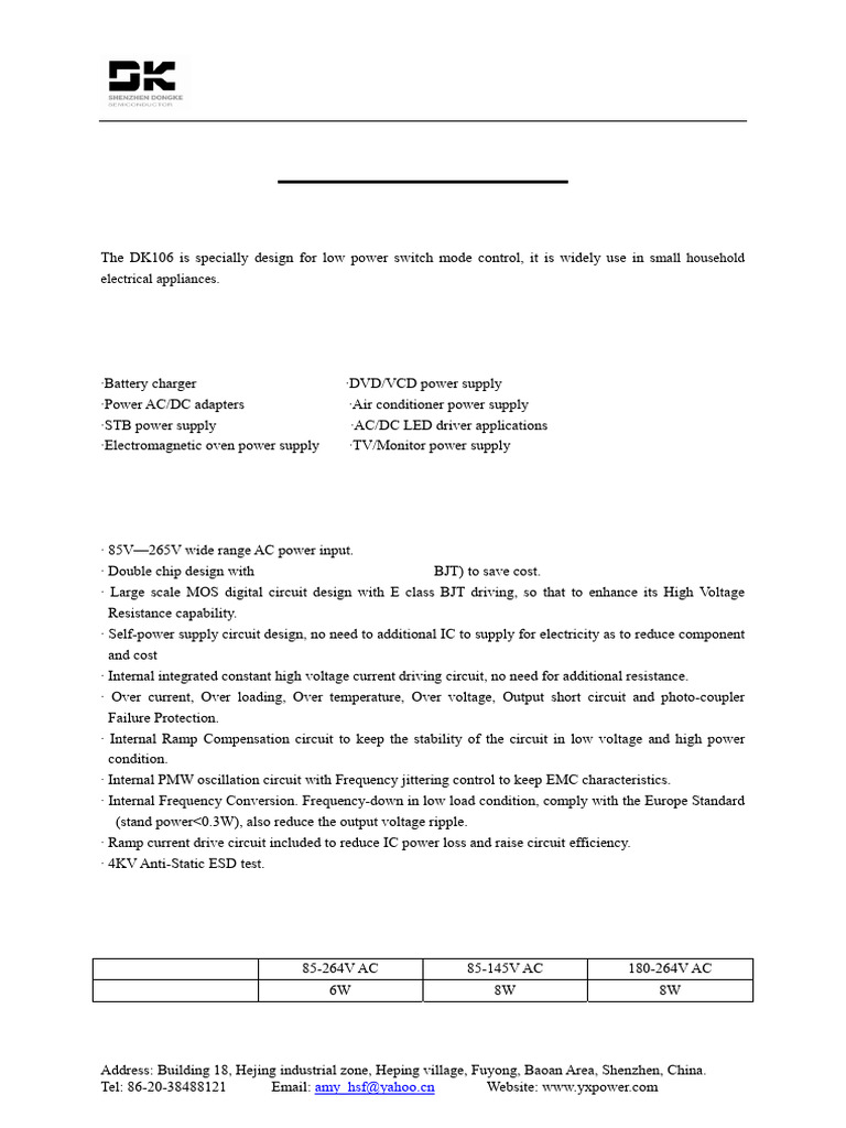 DK106 DongKeSemicondutor | PDF | Power Supply | Bipolar Junction Transistor