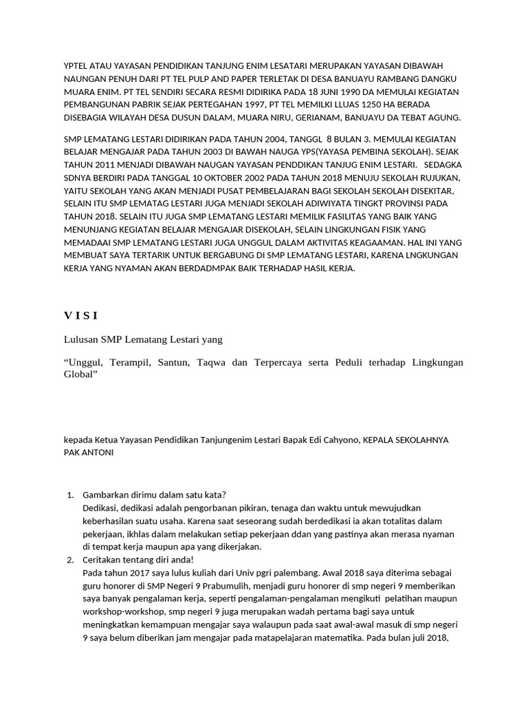 Persiapan Wawancara Besok | PDF