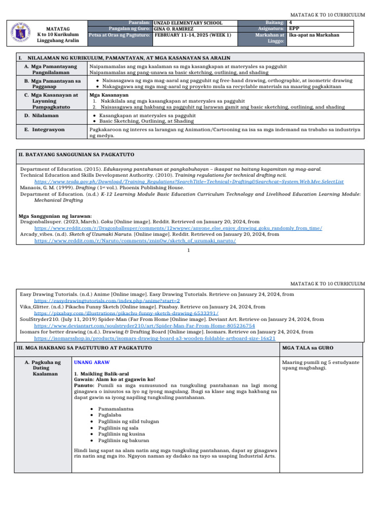 DLL Matatag - Epp 4 Q4 W1 | PDF