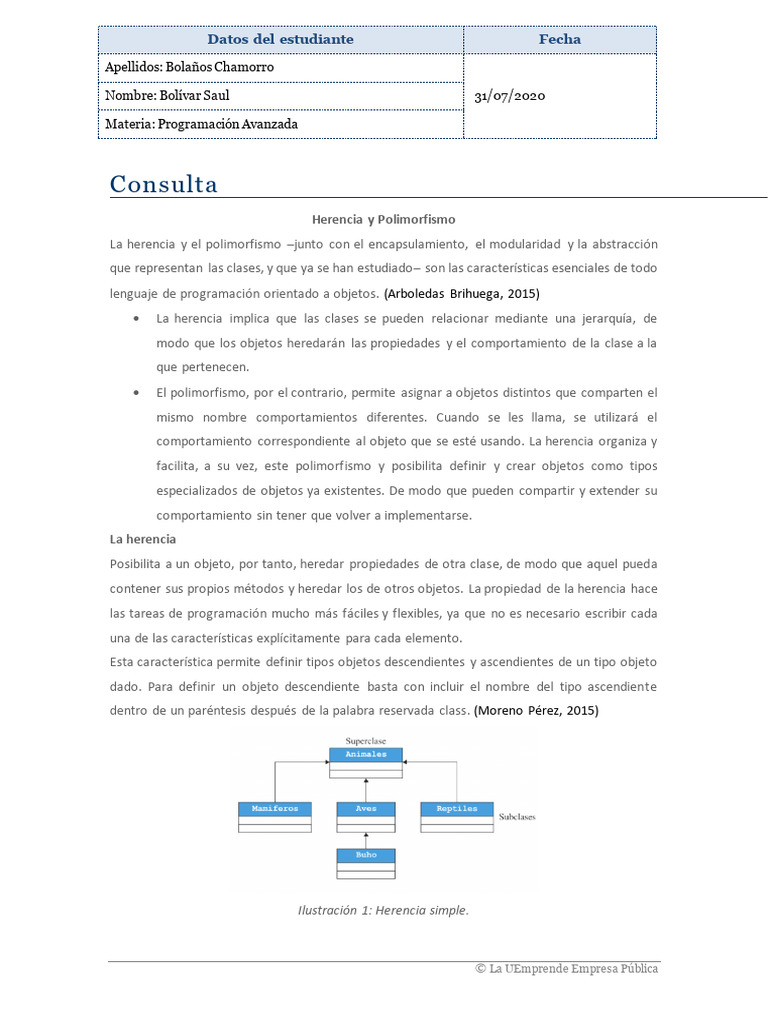 Herencia y Polimorfismo en Programación | PDF | Objeto (informática ...