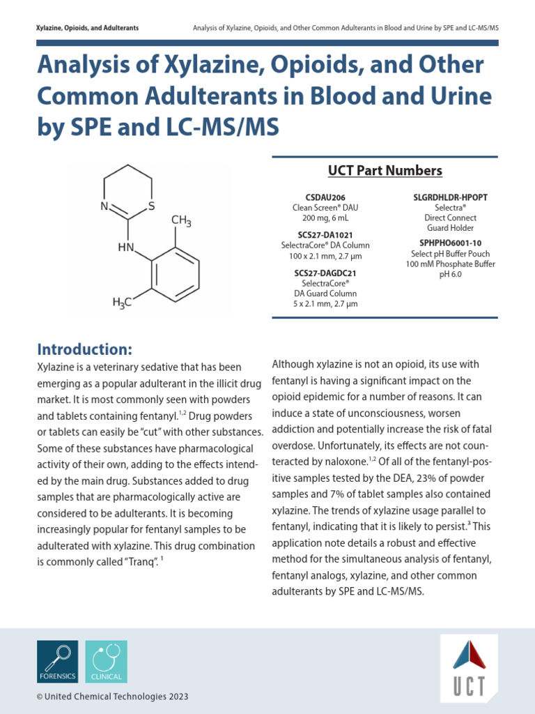 Analysis of Xylazine Opioids in Blood Application Note 2023-Final | PDF ...